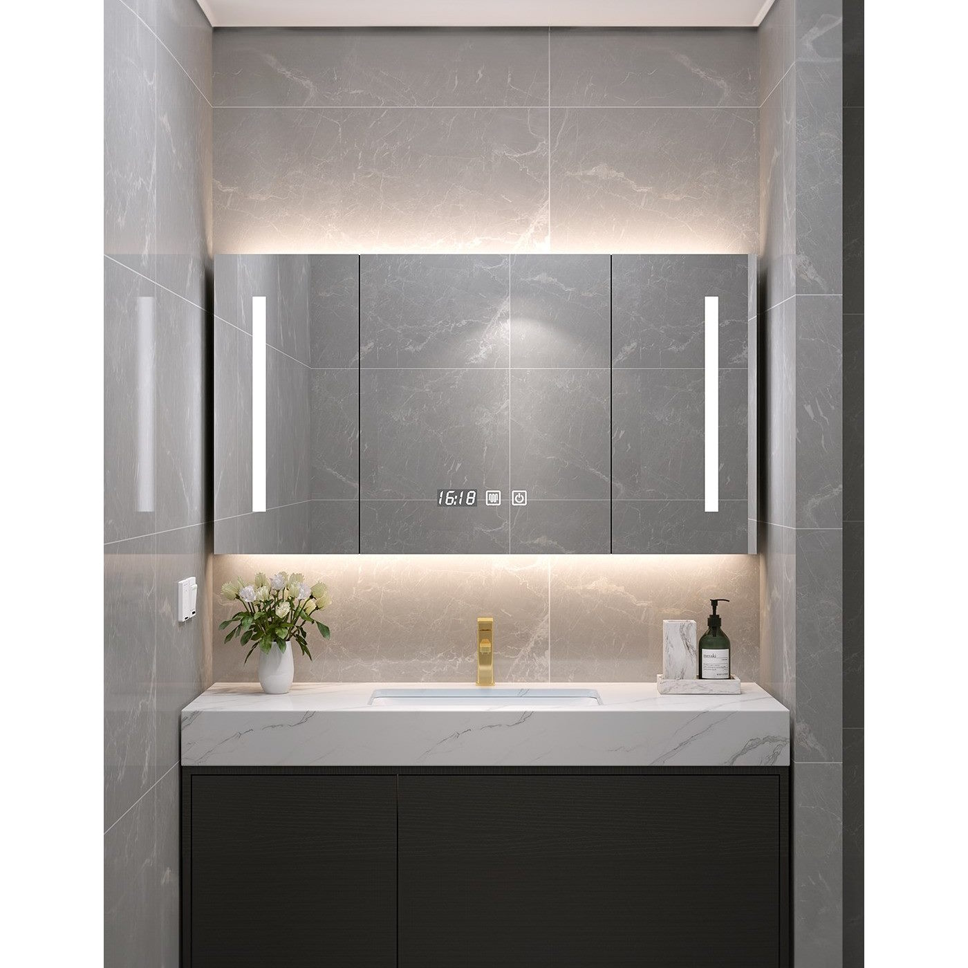 Καθρέπτης ντουλάπι με LED φωτισμό [ZERKAL] - Τετράγωνος 65x65εκ ...